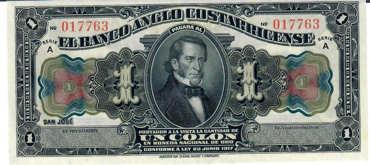 Costa Rica 1 Colon 1917 Banknote Geldschein unc- | MA-Shops