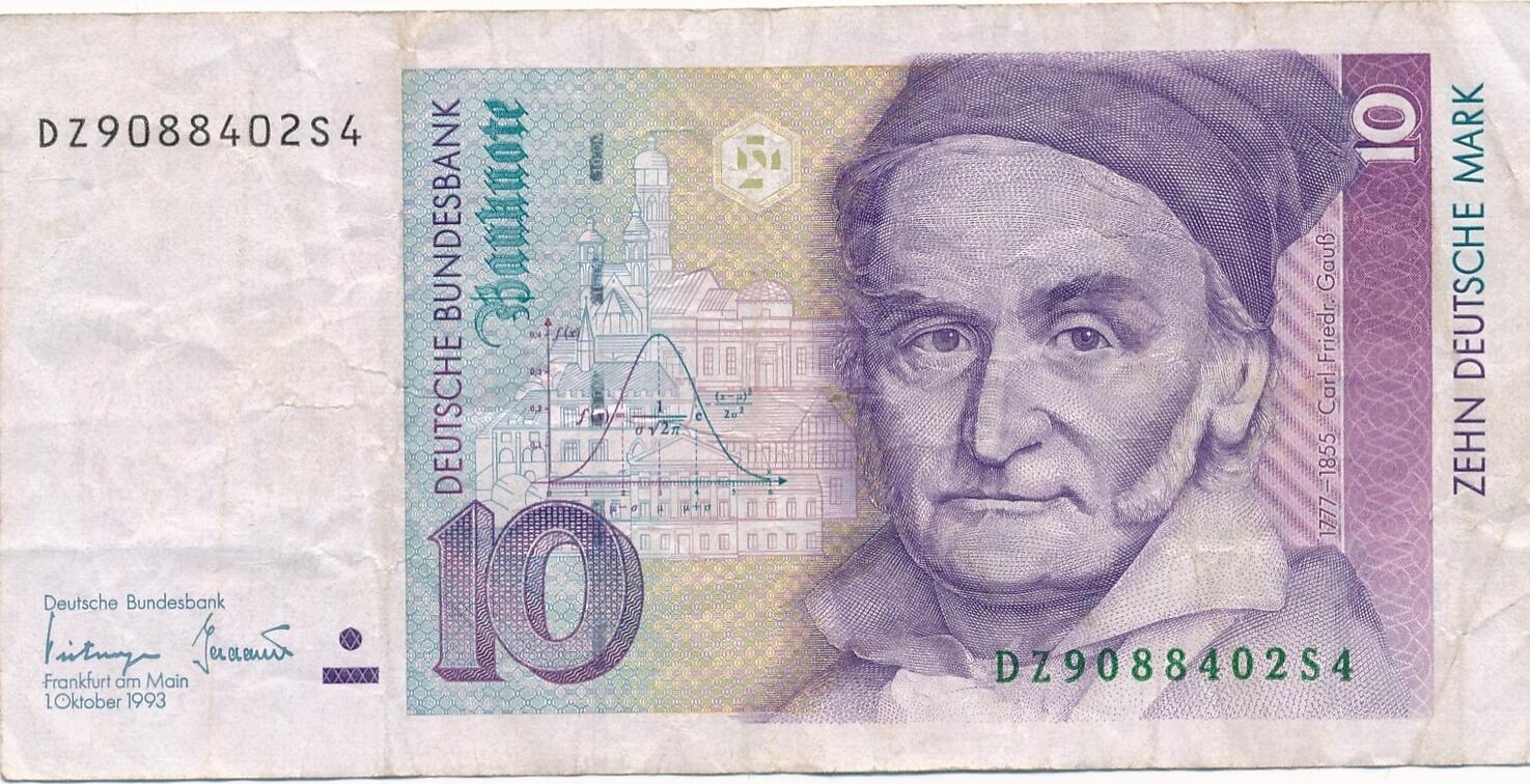 Deutschland 10 DM Deutsche Mark 1993 Geldschein Banknote Serie DZ VF ...