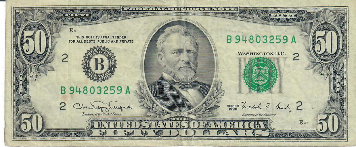 USA 50 Dollars 1990 Banknote Geldschein VF | MA-Shops