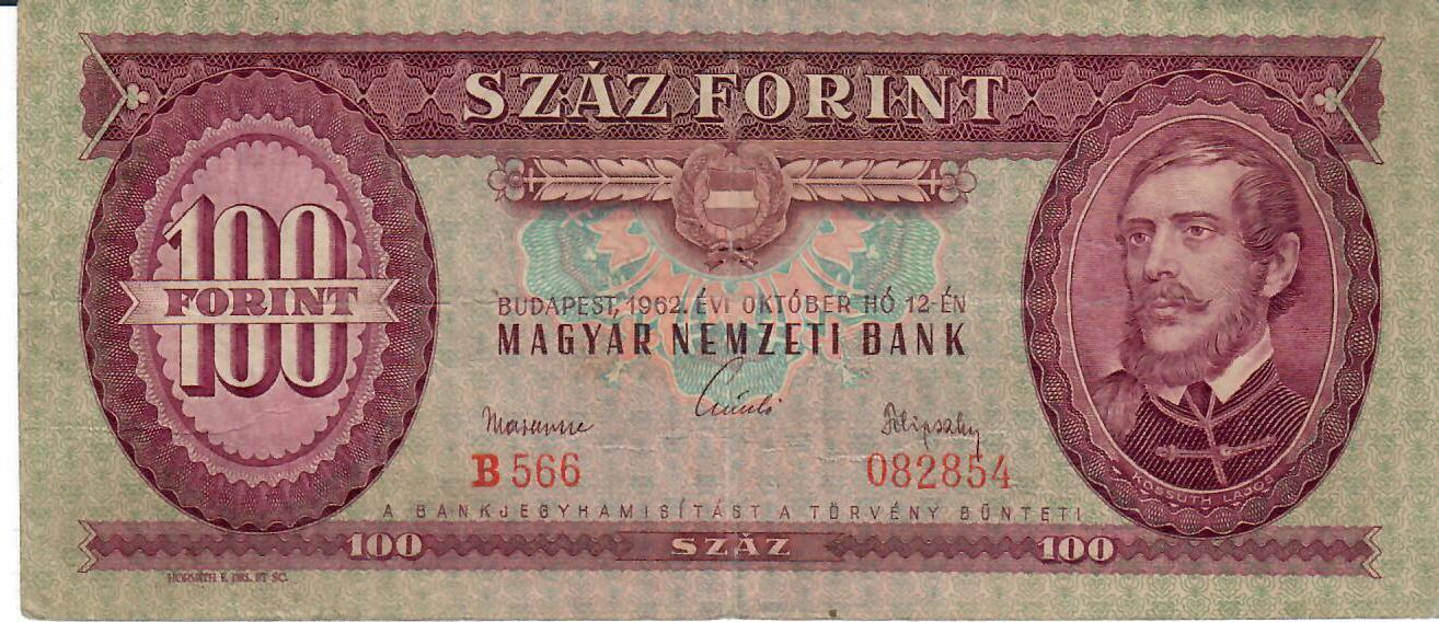 Ungarn 100 Forint 1962 Banknote Geldschein VF gefalten | MA-Shops