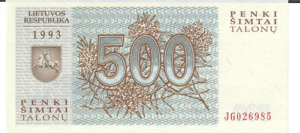 Litauen 500 Talonu 1993 Banknote Geldschein unc | MA-Shops