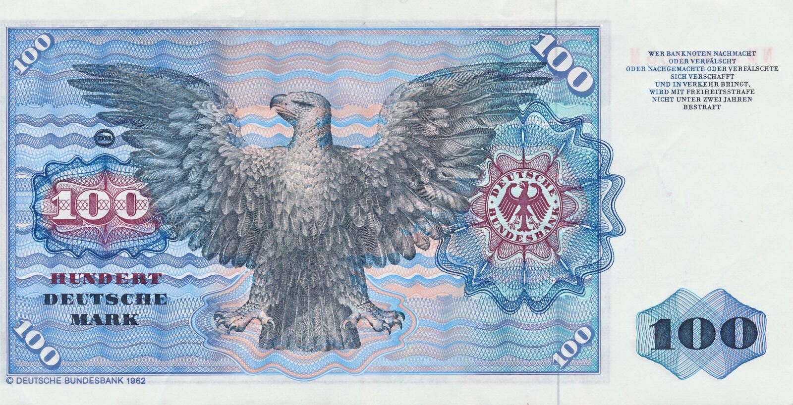 Deutschland 100 Deutsche Mark DM 1980 Banknote Deutsche Bundesbank ...