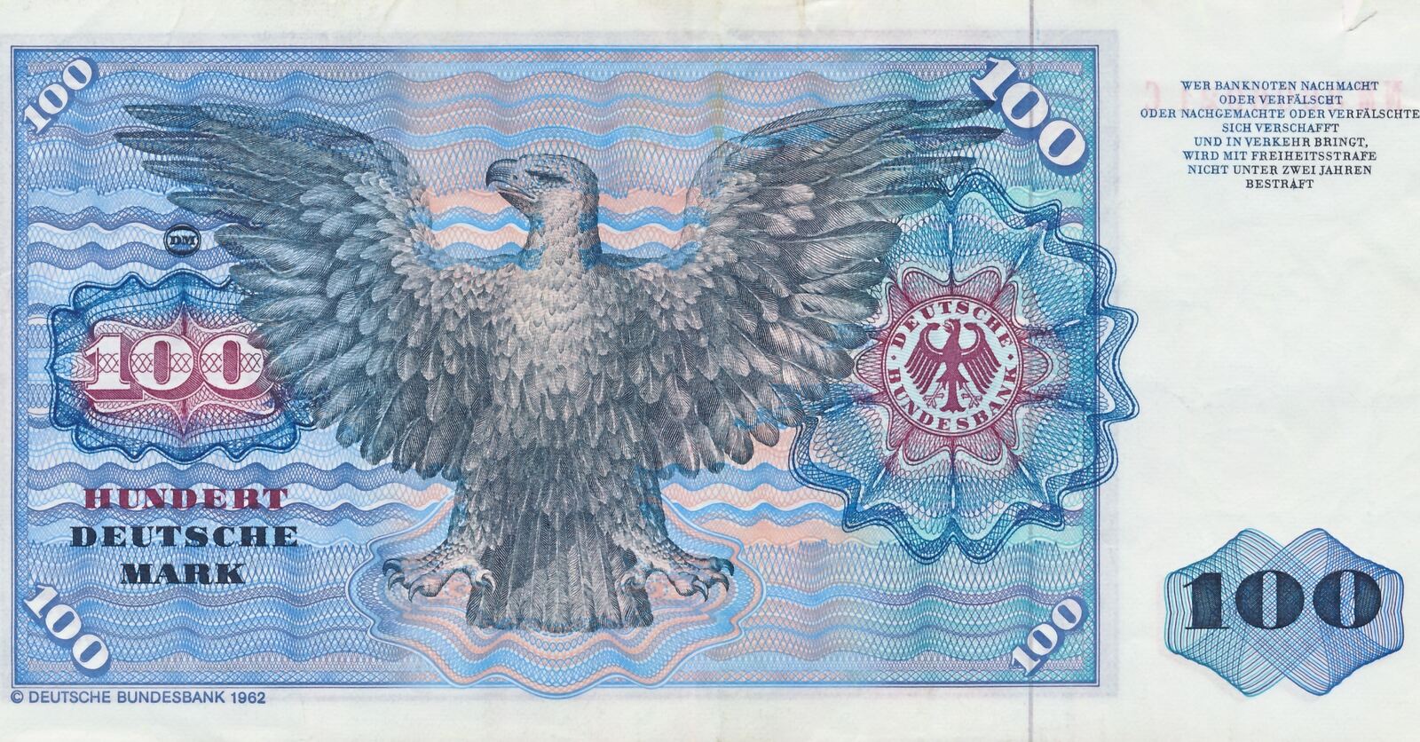 Deutschland 100 Deutsche Mark DM 1980 Banknote Deutsche Bundesbank ...
