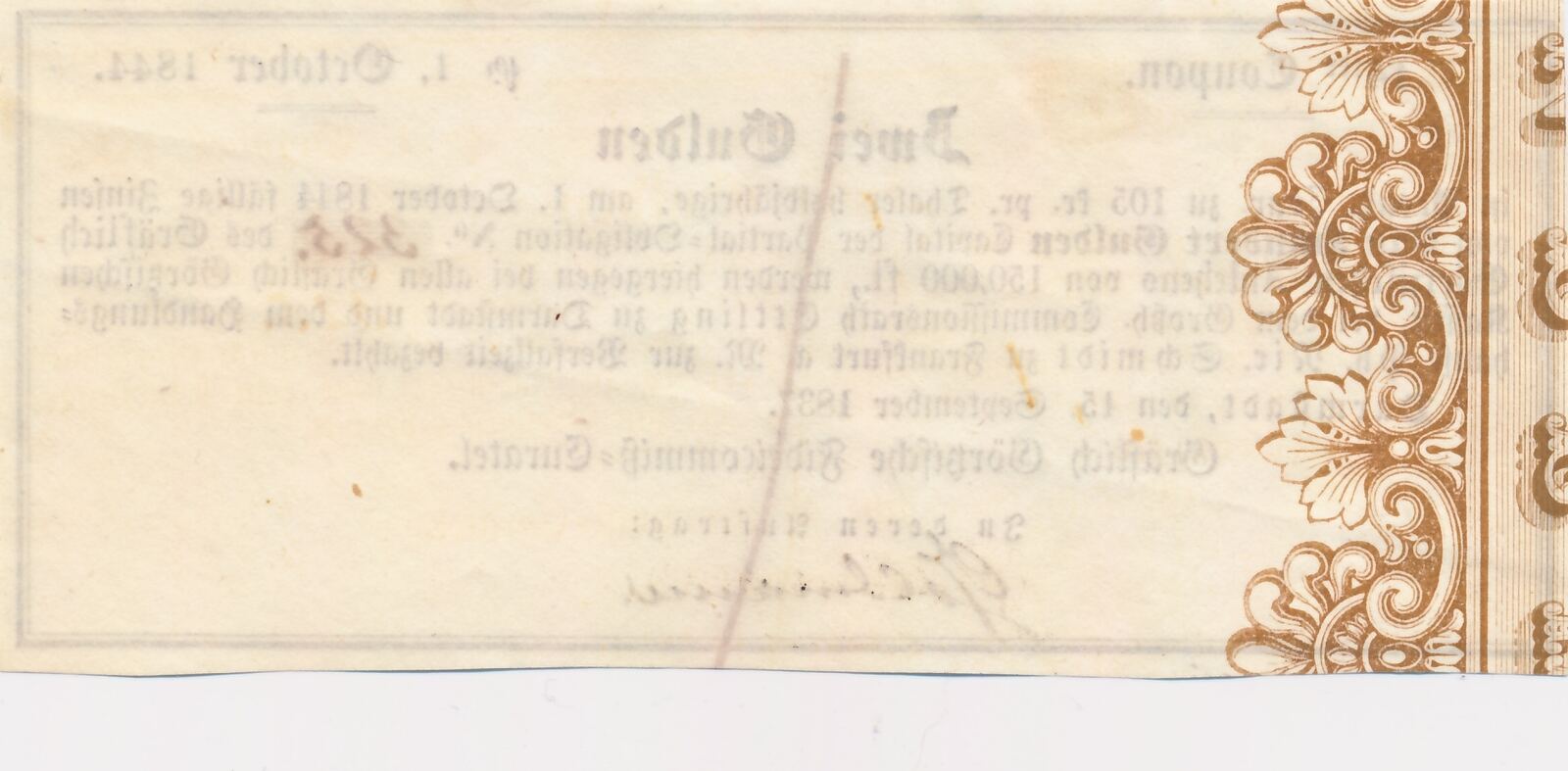 Altdeutschland Deutschland 2 Gulden, Zinsbeleg, 1844 Gräflich ...