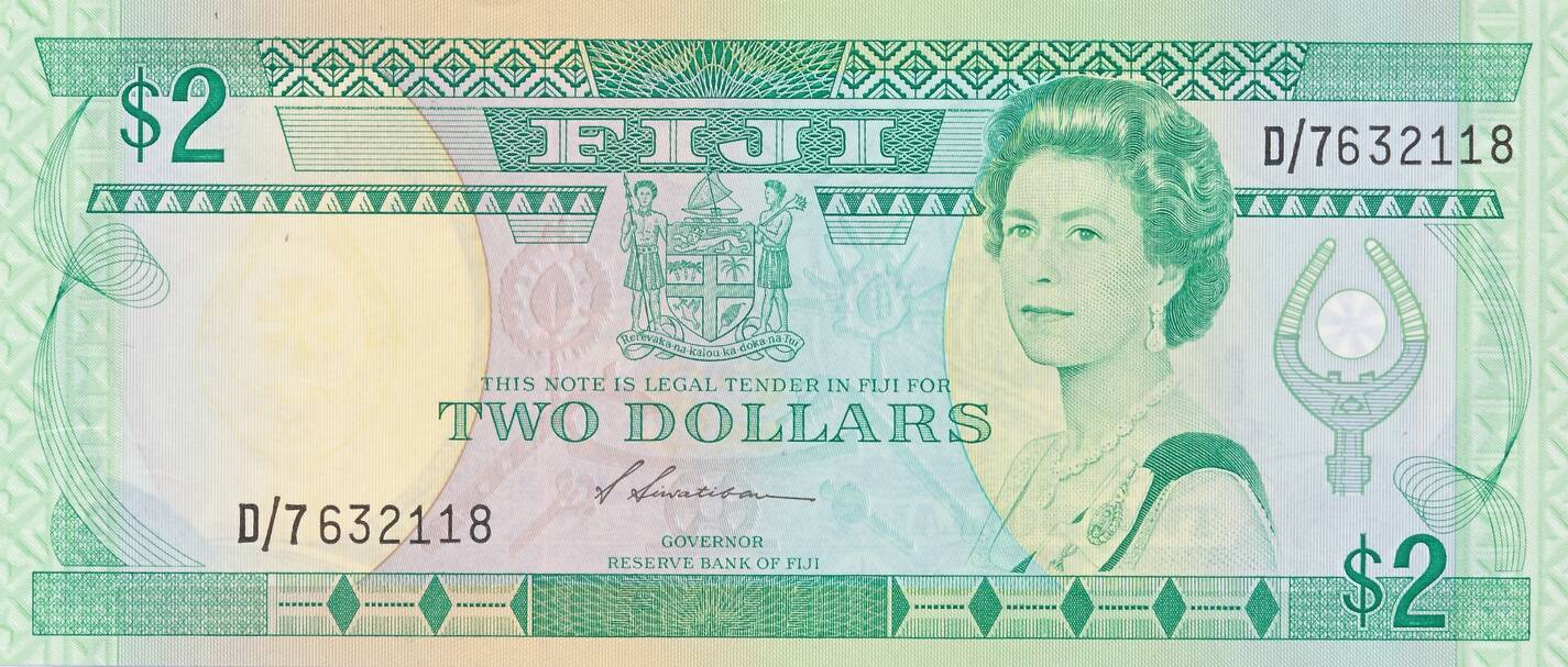 Fiji 2 Dollars o.D. (1988) Geldschein Banknote, Fidschi Inseln unc | MA ...