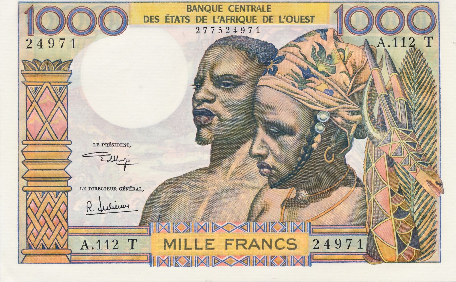 Westafrikanische Staaten, TOGO 1000 Francs o.D. (1992) Geldschein ...