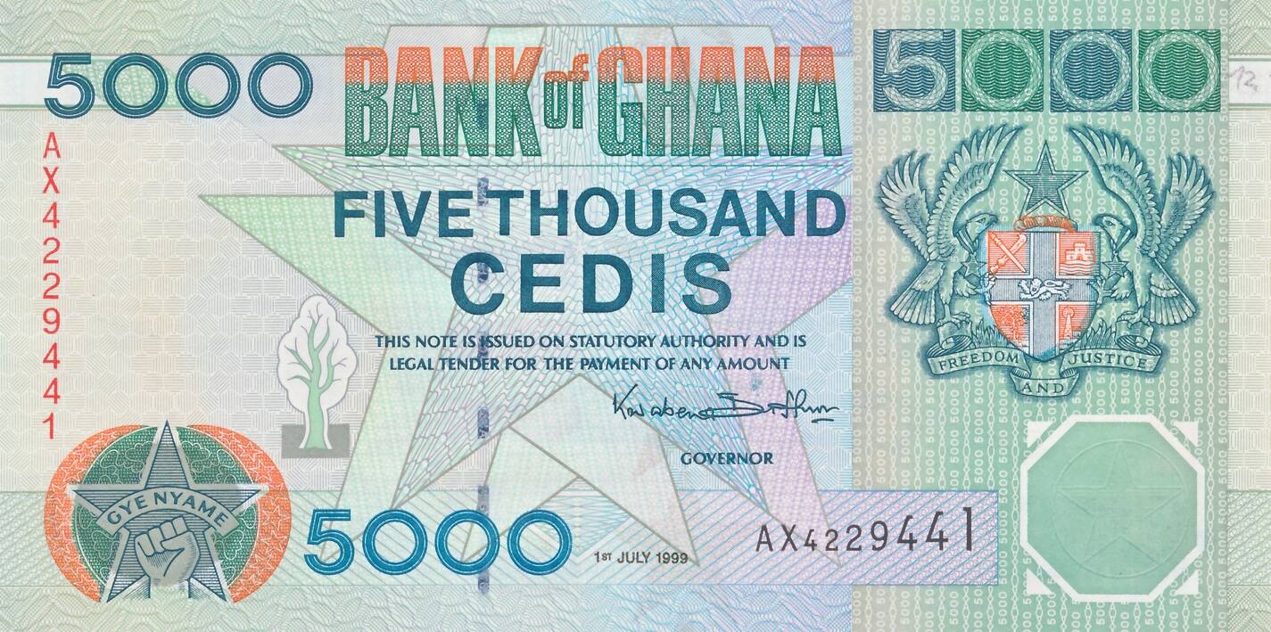 Ghana 5000 Cedis 1999 Geldschein Banknote unc | MA-Shops