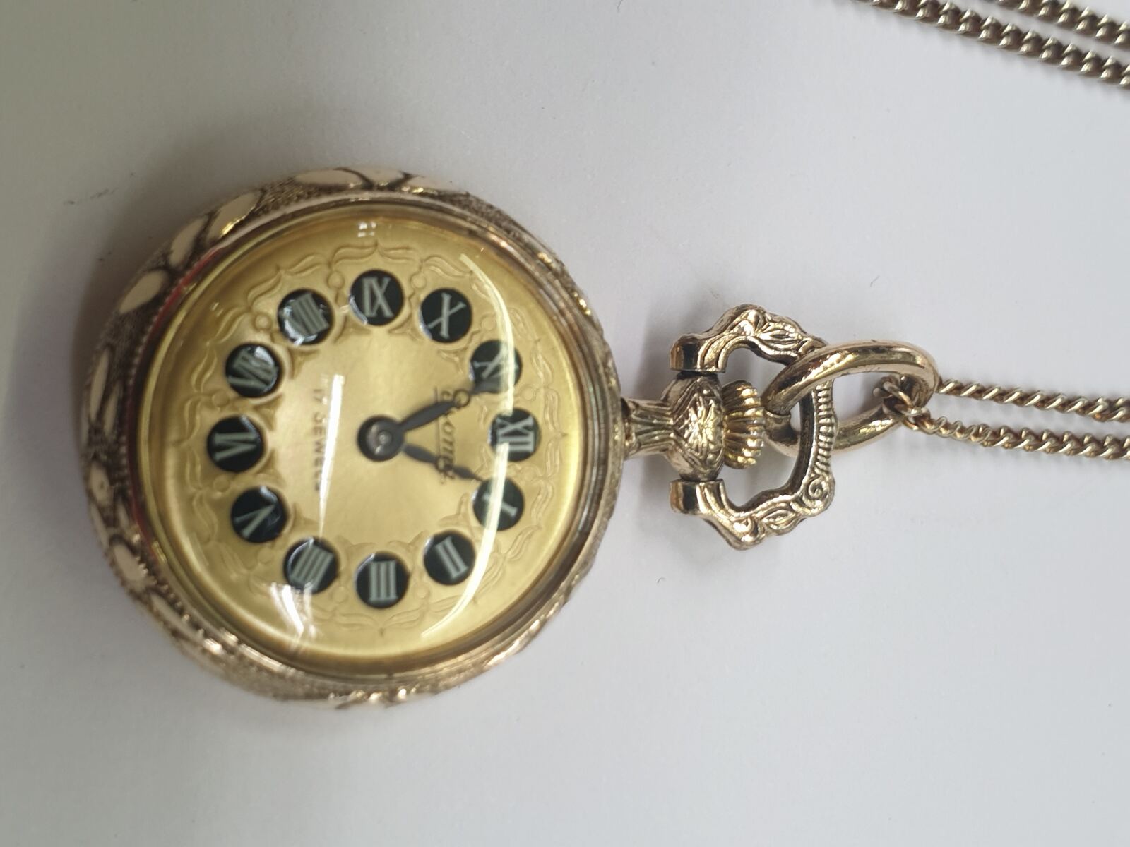 Lange Kette Kettenuhr Uhr Isoma Handaufzug 17 Jewels Schockproof ...