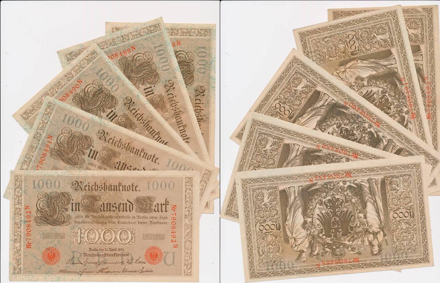 Deutschland Deutsches Reich 1000 Mark, Reichsbanknote, 5 folgende ...