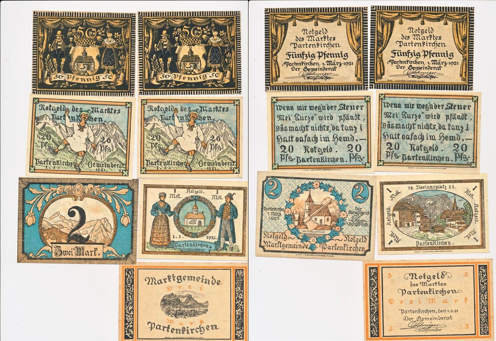 Deutschland Deutsches Reich 1, 2, 3 Mark und 2x 20, 2x 50 Pfennig, 7 ... Deutschland Deutsches Reich 1, 2, 3 Mark und 2x 20, 2x 50 Pfennig, 7 ...