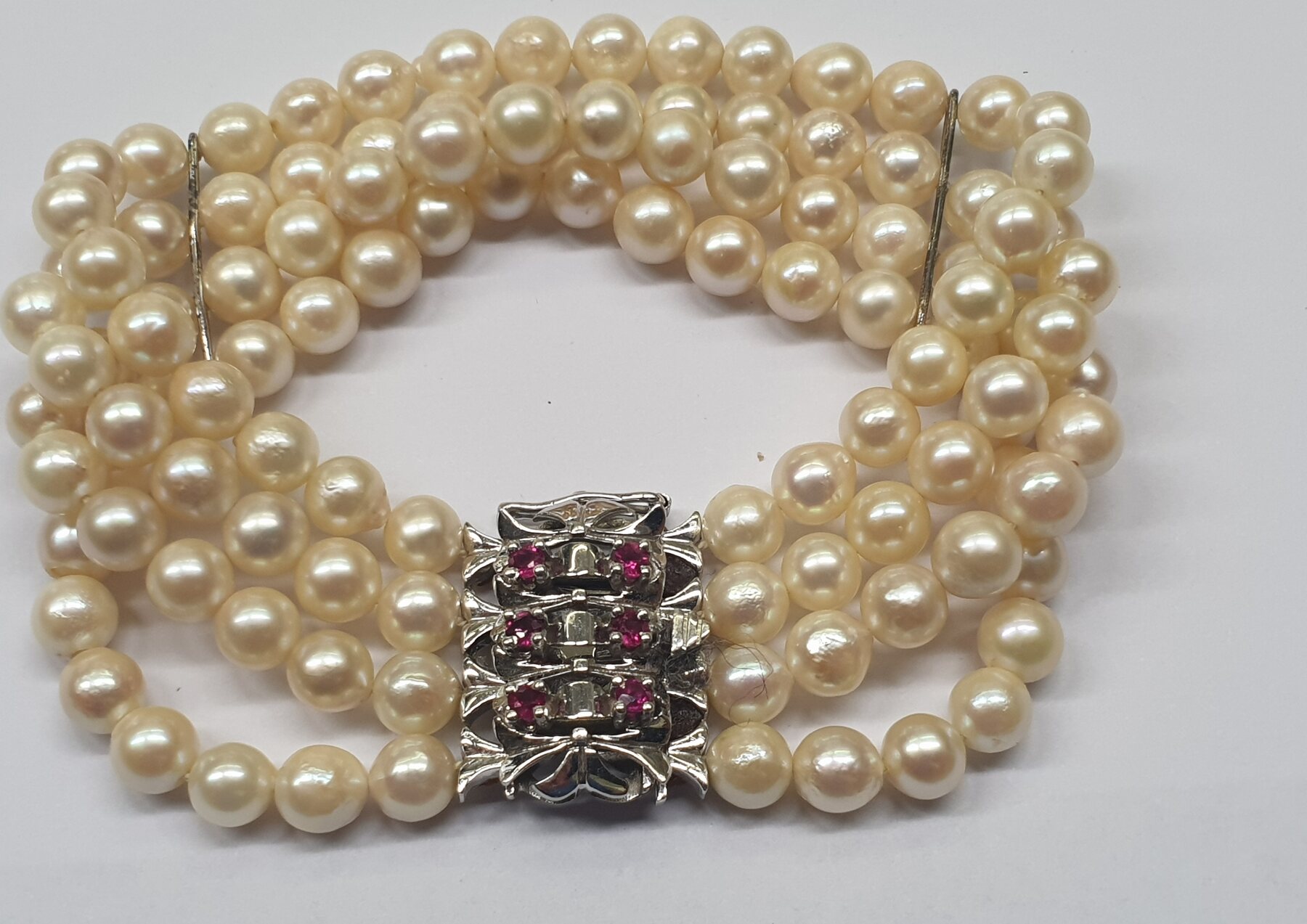 Perlenschmuck Perlenarmband 4 reihiges Armband 14K 585er Gold Verschluß ...