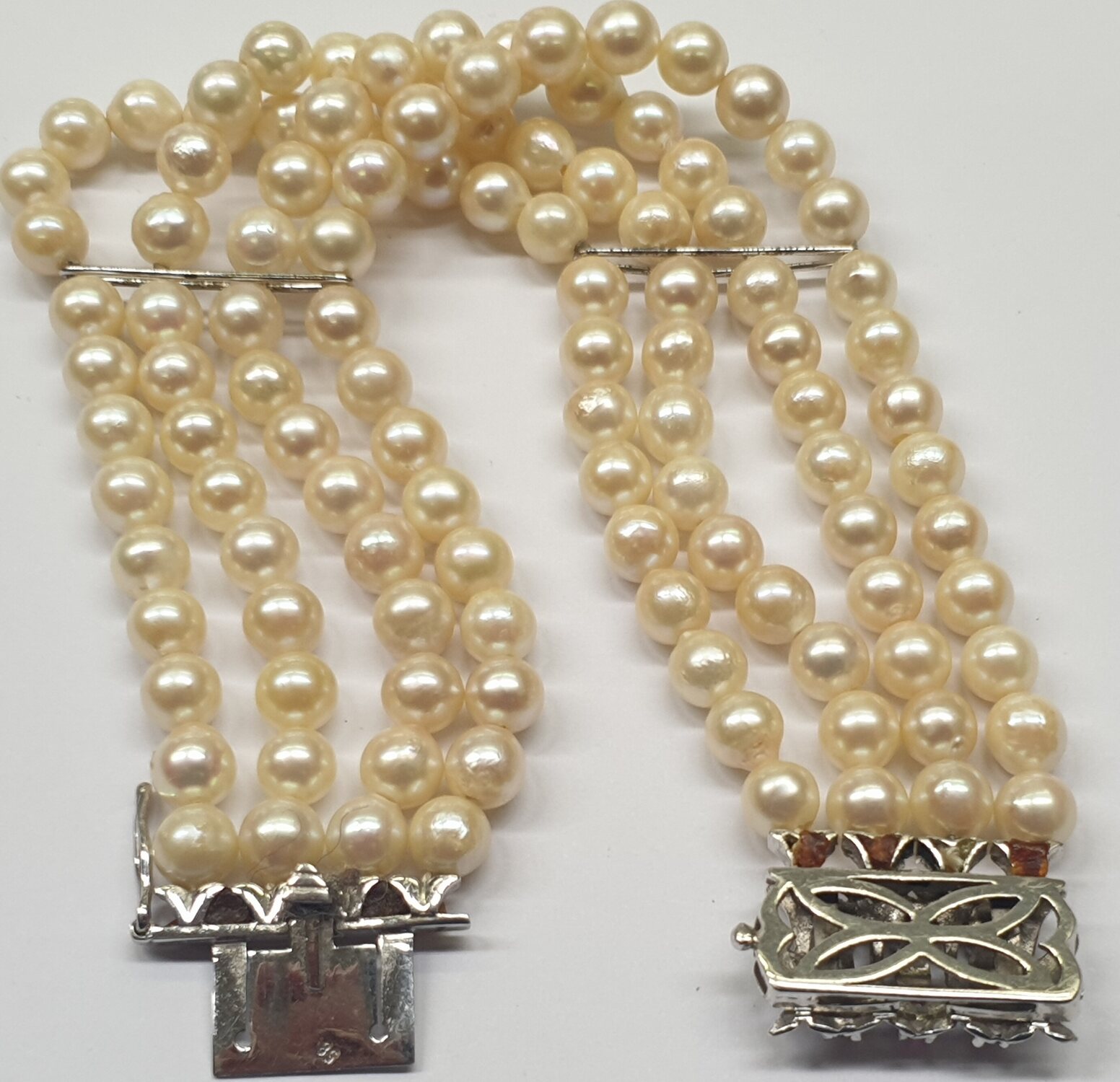 Perlenschmuck Perlenarmband 4 reihiges Armband 14K 585er Gold Verschluß ...