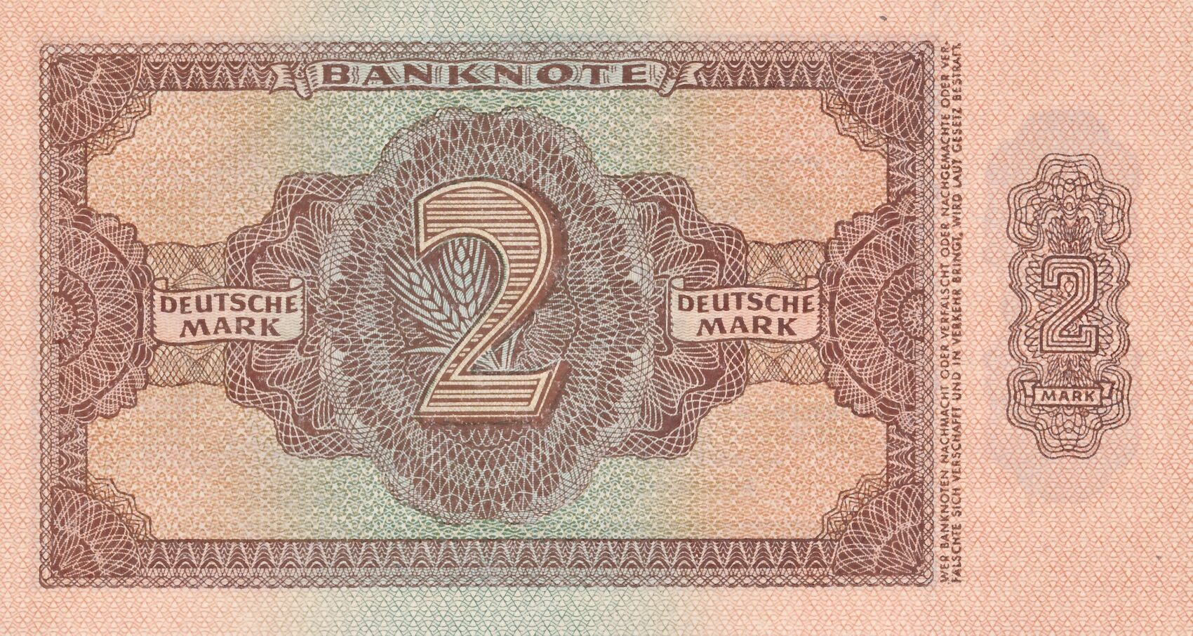 Deutschland DDR 2 Deutsche Bank 1948 Geldschein Banknote KN 6 Stellig ...
