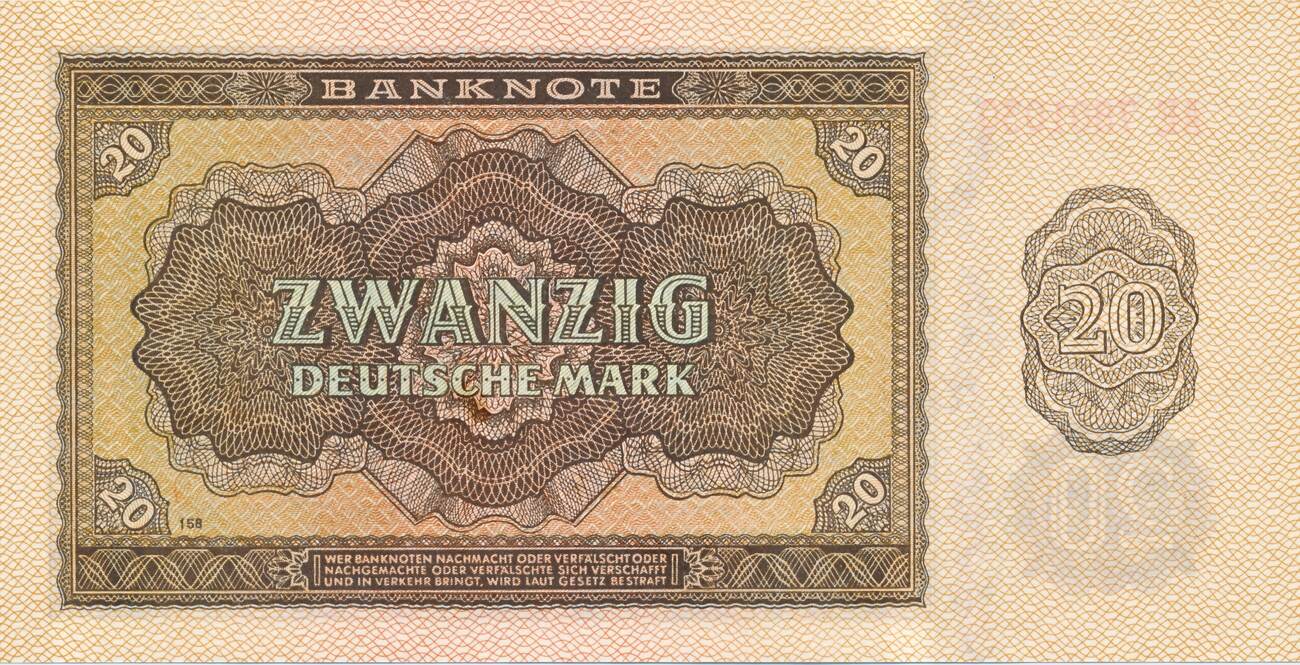 Deutschland DDR 20 Deutsche Mark 1948 Geldschein Banknote KN 7 Stellig ...