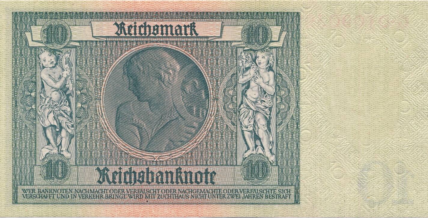 Deutschland Deutsches Reich Drittes Reich 10 Mark Reichsbanknote ...