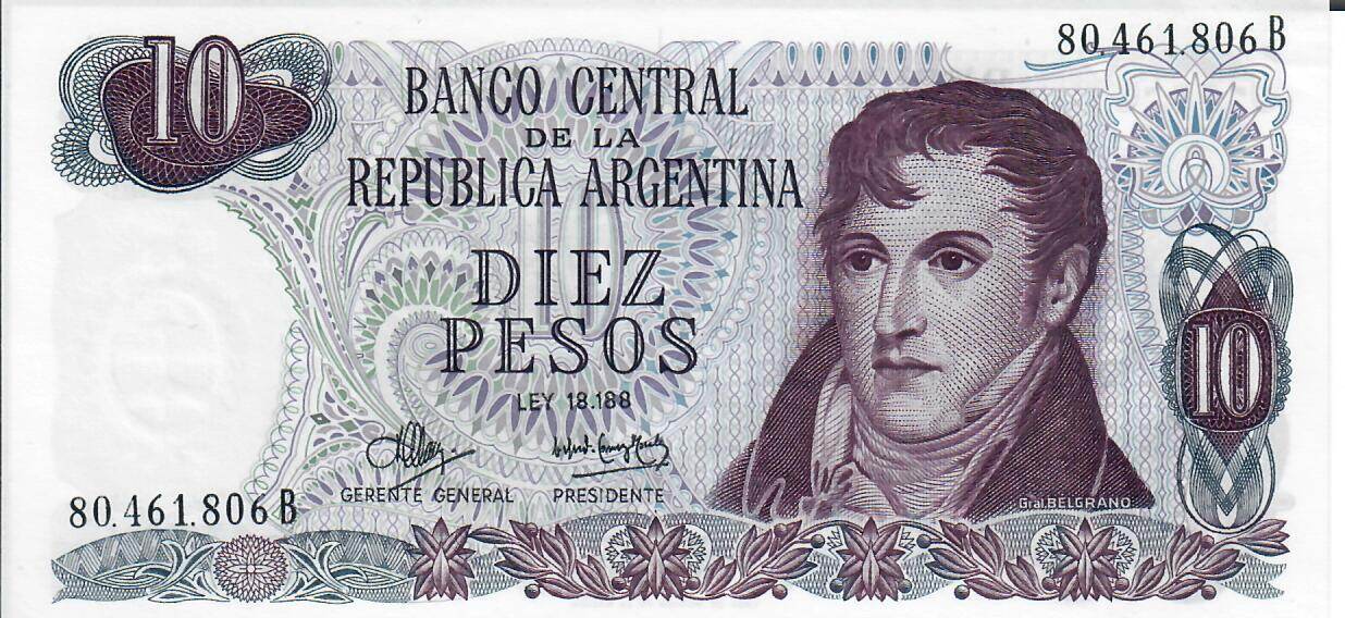 Argentinien 10 Pesos o.D.(1983-85) Banknote Geldscheine unc | MA-Shops