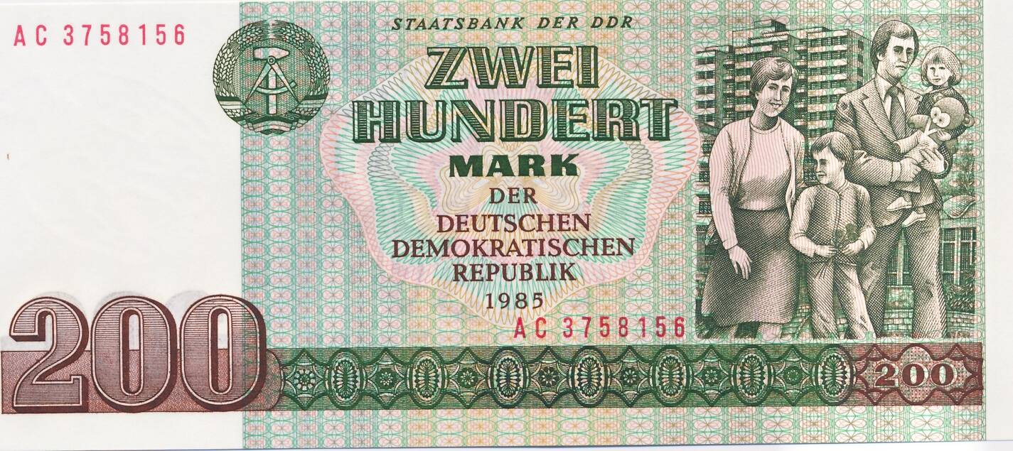 Deutschland DDR 200 Deutsche Mark DM 1985 Staatsbanknote, Serie AC, KN ...