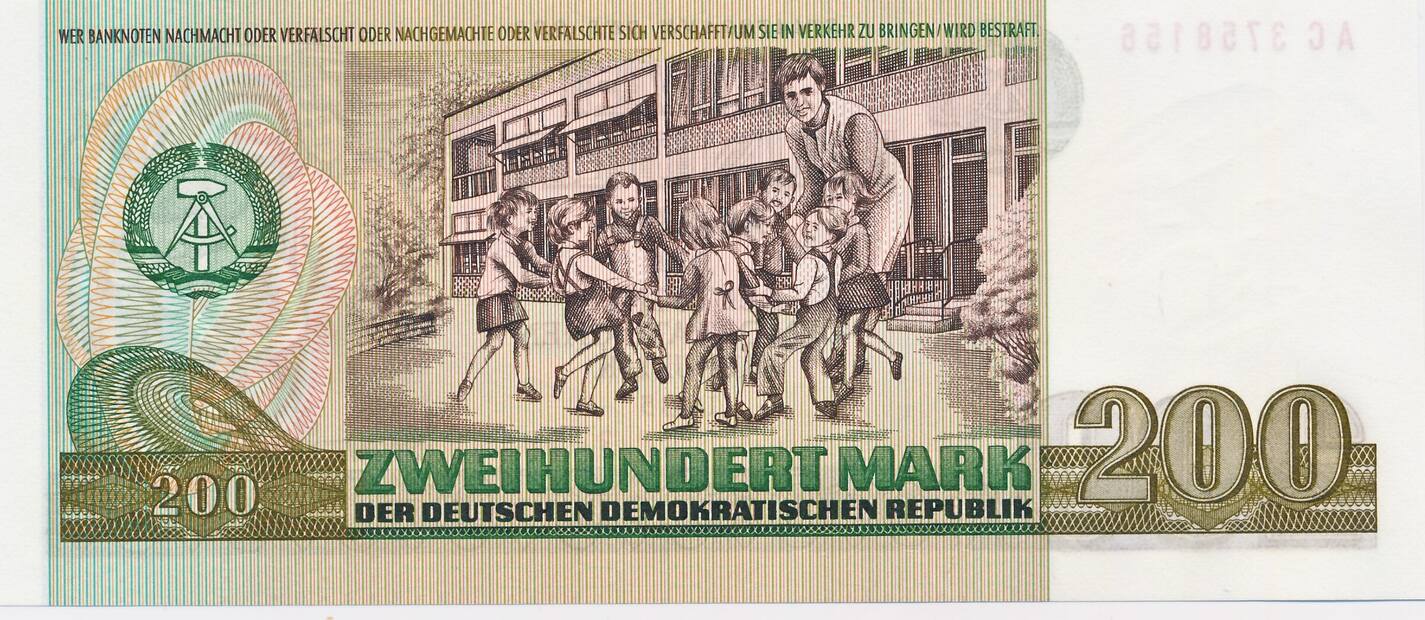 Deutschland DDR 200 Deutsche Mark DM 1985 Staatsbanknote, Serie AC, KN ...
