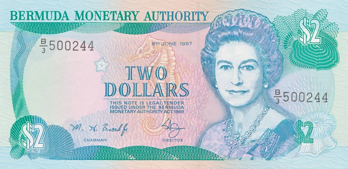 Bermuda 2 Dollars 1997 Geldschein Banknote unc | MA-Shops