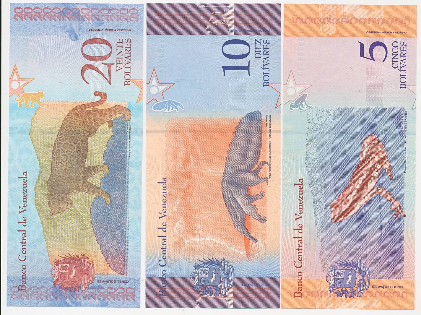 Venezuela 5, 10, 20 Bolivares 2018 3 Banknoten, Lot unc | MA-Shops