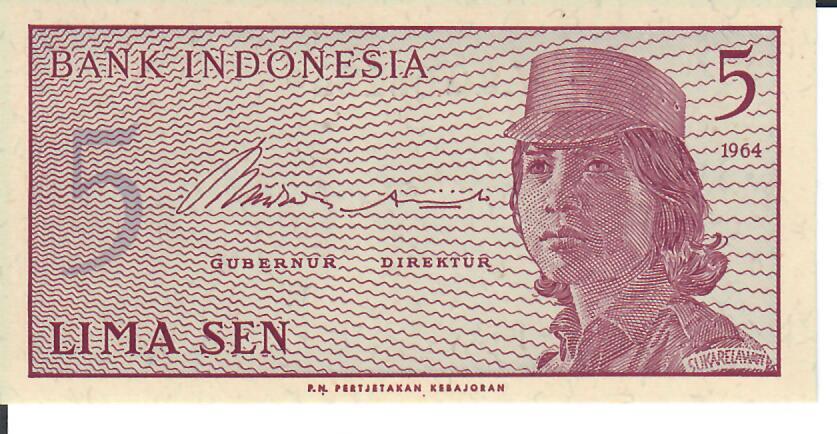 Indonesien 5 Sen 1964 Banknote Geldscheine unc | MA-Shops