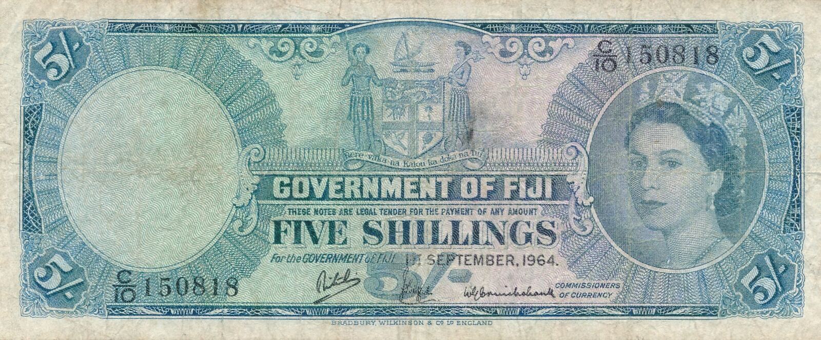 Fiji 5 Shillings 1964 Five Shillings, Elisabeth II VF | MA-Shops