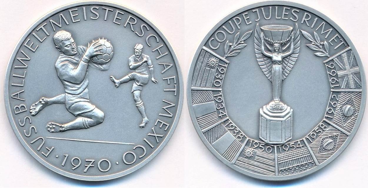 Medaille Coupe Jules Rimet Fußballweltmeisterschaft Mexiko 1970 UNC ...