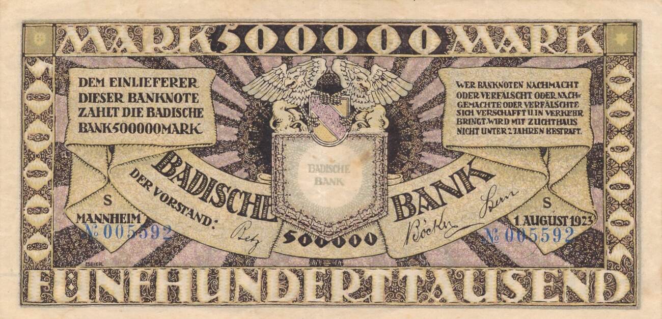 Deutsches Reich Deutschland 100 tausend Mark Länderbanknote 1923 ...