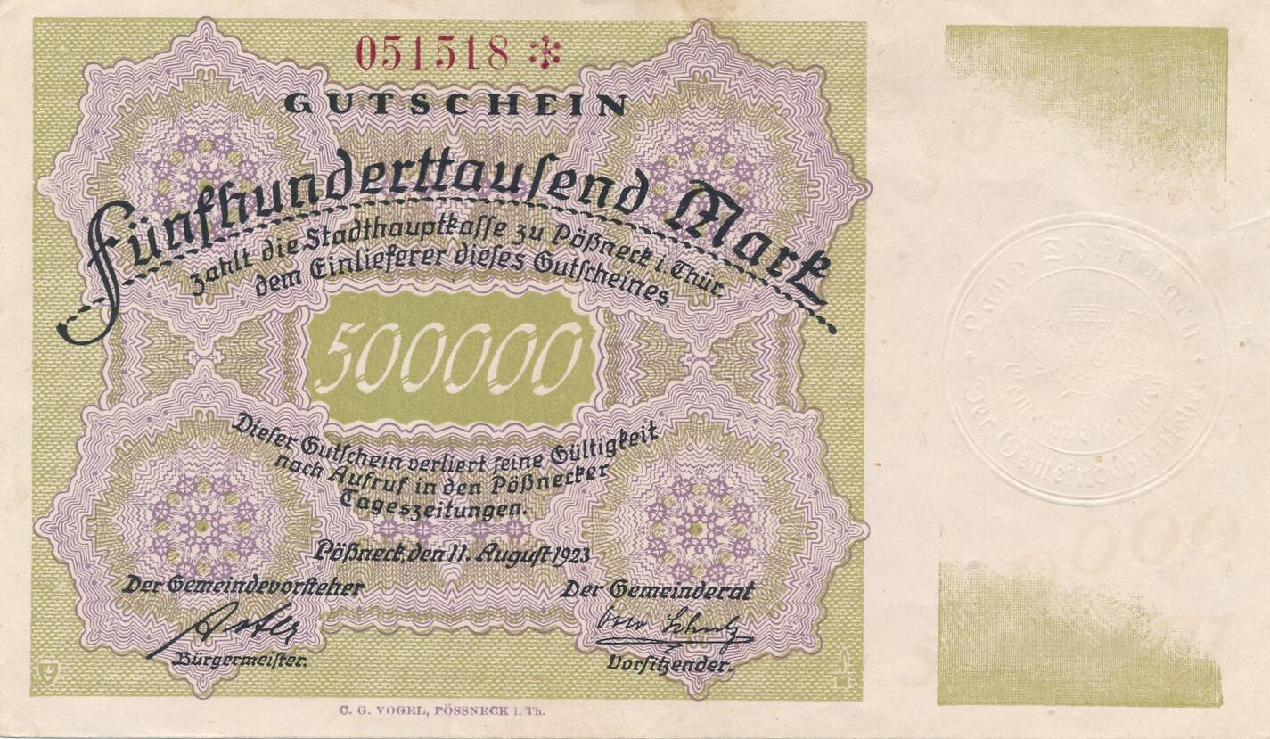 Deutsches Reich Deutschland 500000 Mark 1923 Notgeldschein Notgeld ...