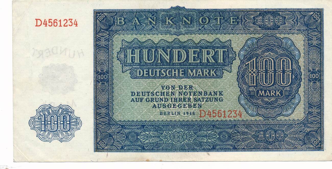 Deutschland DDR 100 Mark 1948 Serie D VF+ | MA-Shops