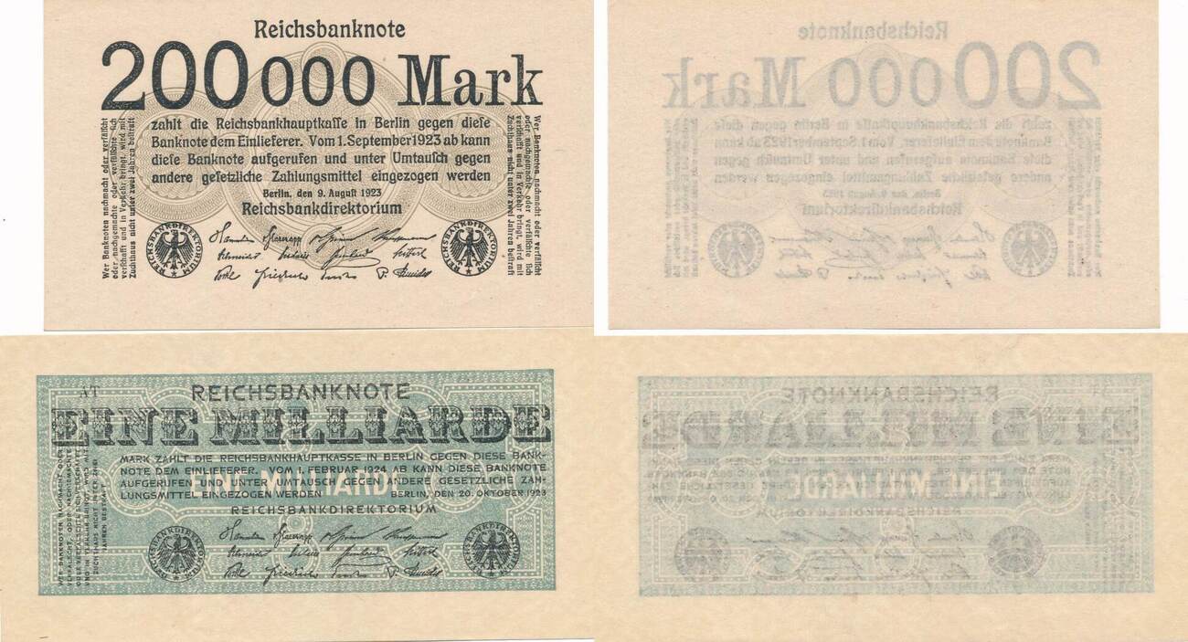 Deutsches Reich Deutschland 200000 Mark, 1 Milliarde Mark ...