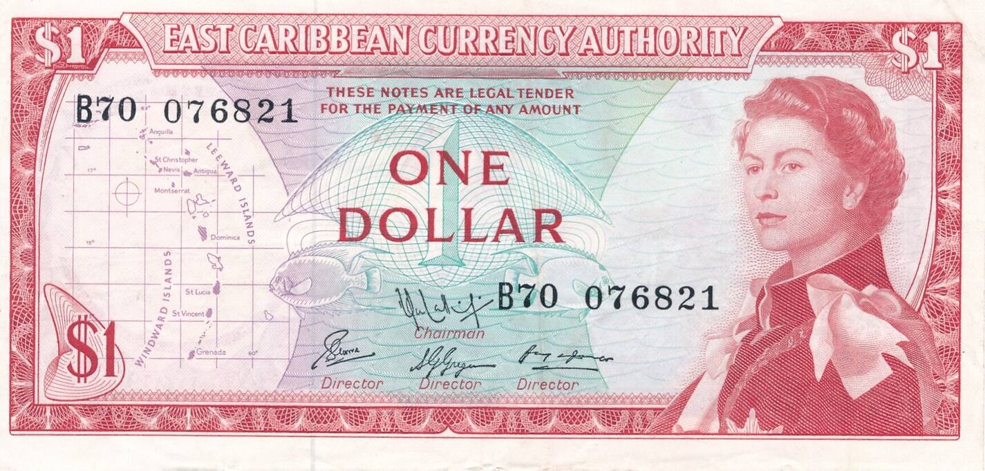 Ost Karibik / East Caribbean $ 1 Dollar (1965) Ostkaribische Staaten EF ...