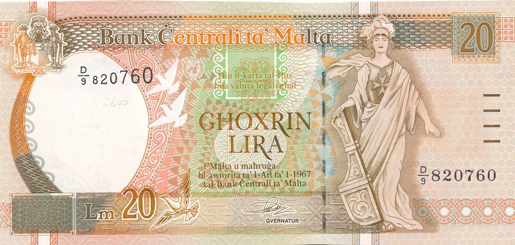 Malta 20 Lira 1967 (1989) Ghoxrin Lira unc | MA-Shops