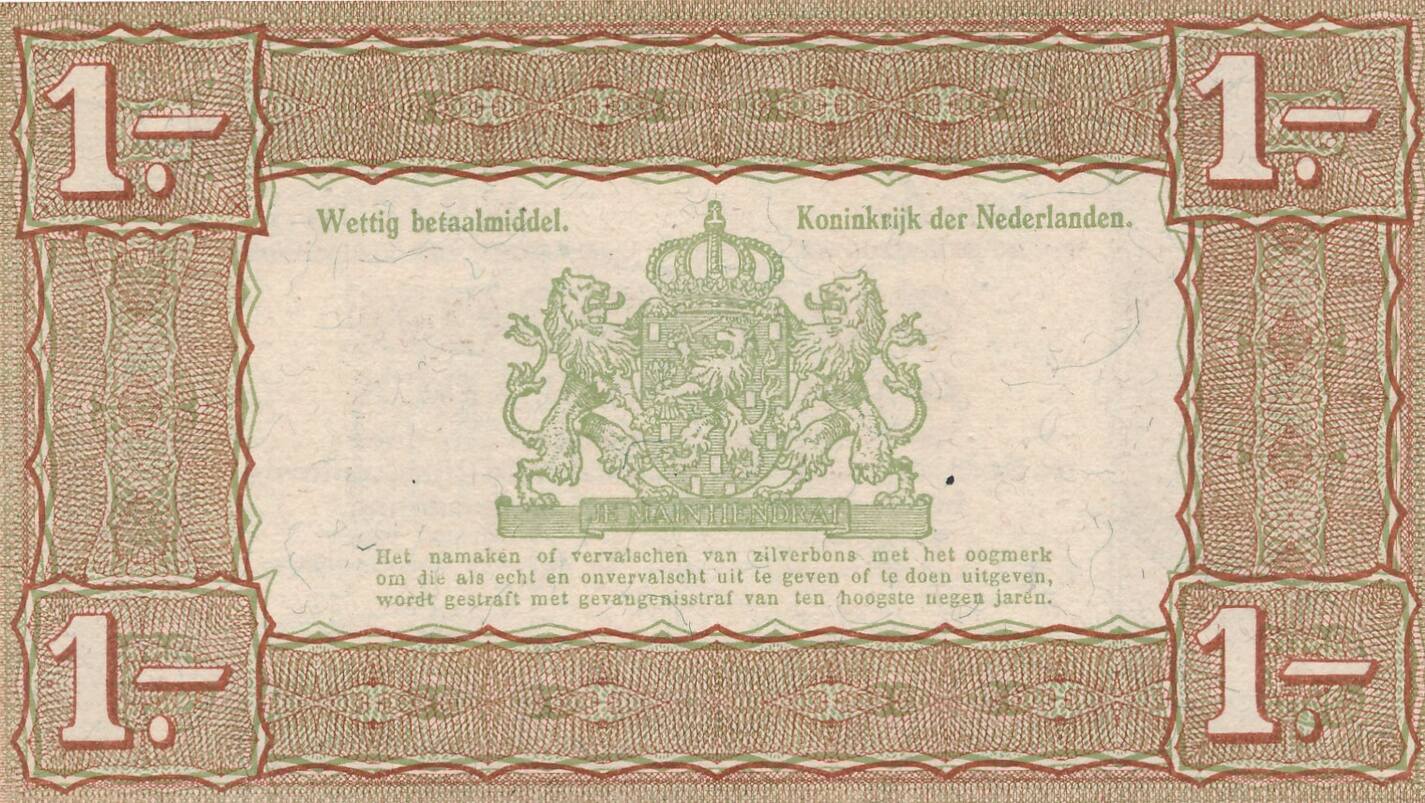 Niederlande 1 Gulden Zilverbon 1938 Een Gulden unc | MA-Shops