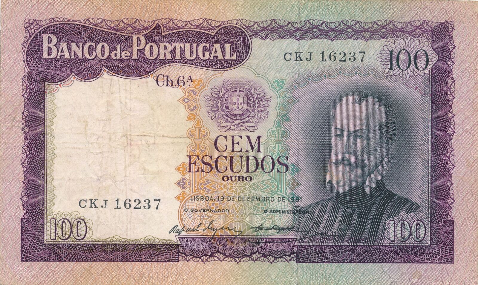 Portugal 100 Escudos 1961 Cem Escudos VF m. Riss | MA-Shops