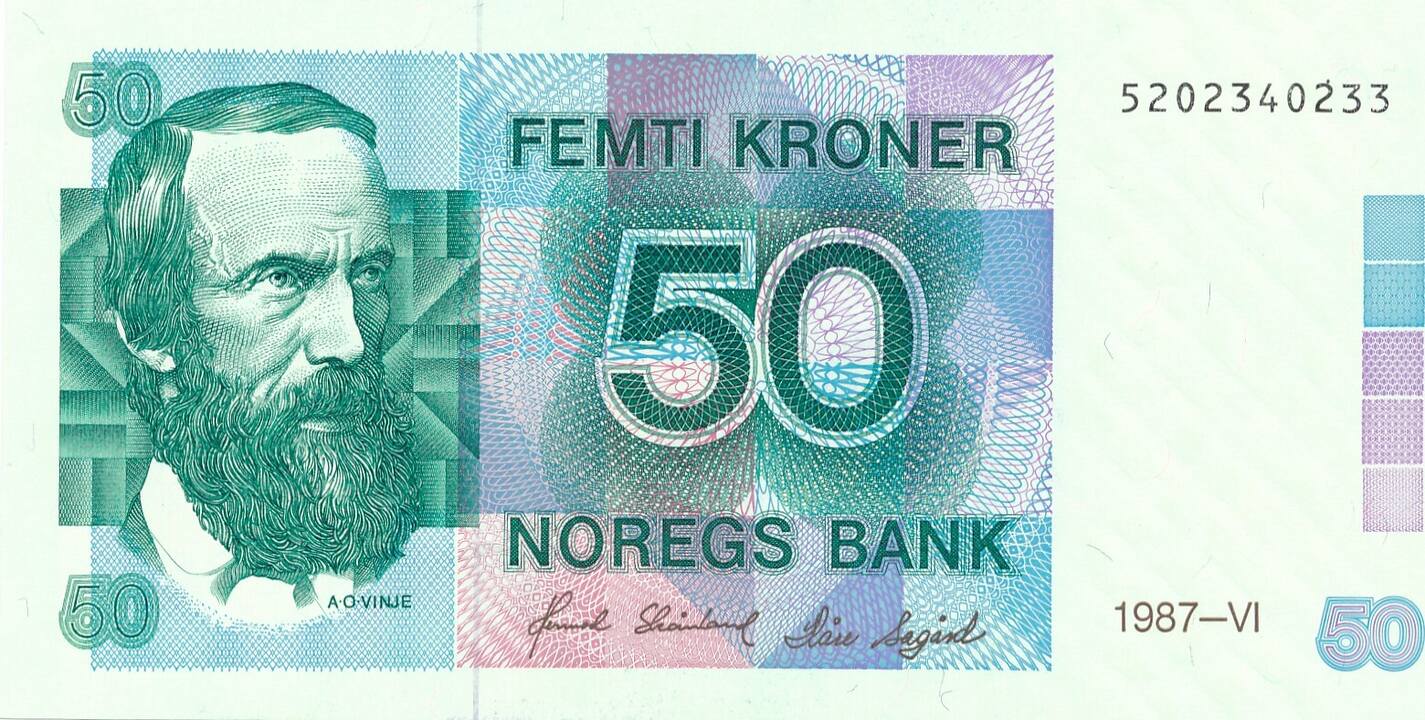 Norwegen 50 Kroner Kronen 1987 Femti Kroner, Noregs Bank unc | MA-Shops