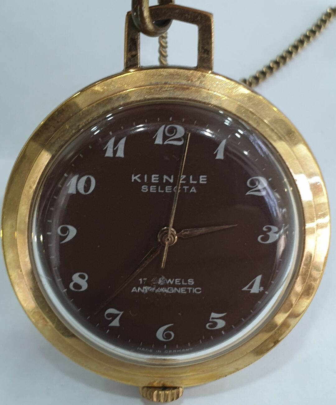 Mechanische Taschenuhr vintage Kienzle Selecta Handaufzug Herrenuhr Uhr vergoldet mit Uhrenkette ...