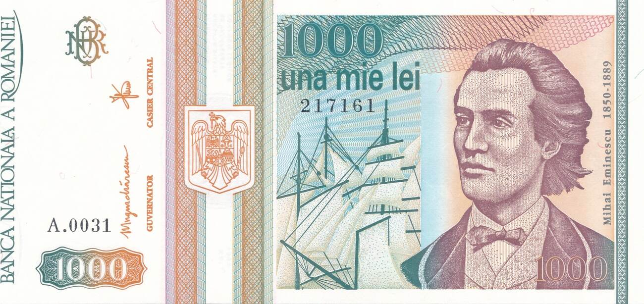 Rumänien 1000 Lei 1993 Romania - Una Mie Lei unc | MA-Shops