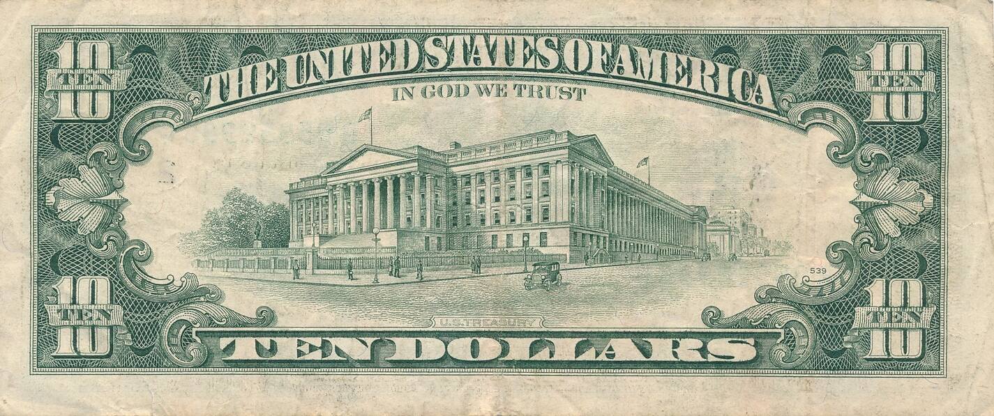 USA - Vereinigte Staaten v. Amerika $ 10 Dollars 1990 Banknote Hamilton ...