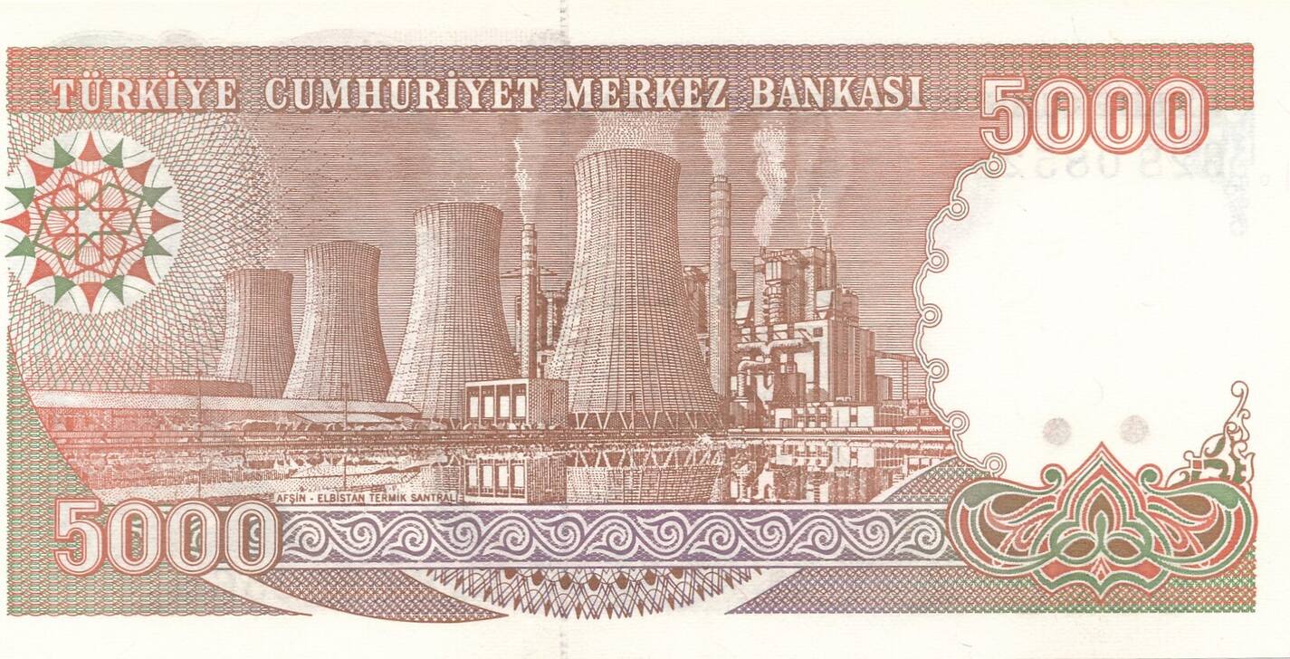 Türkei Türkiye 5000 Lira (1990-1994) 7.Emisyon 4.Tertip 5000 Türk ...