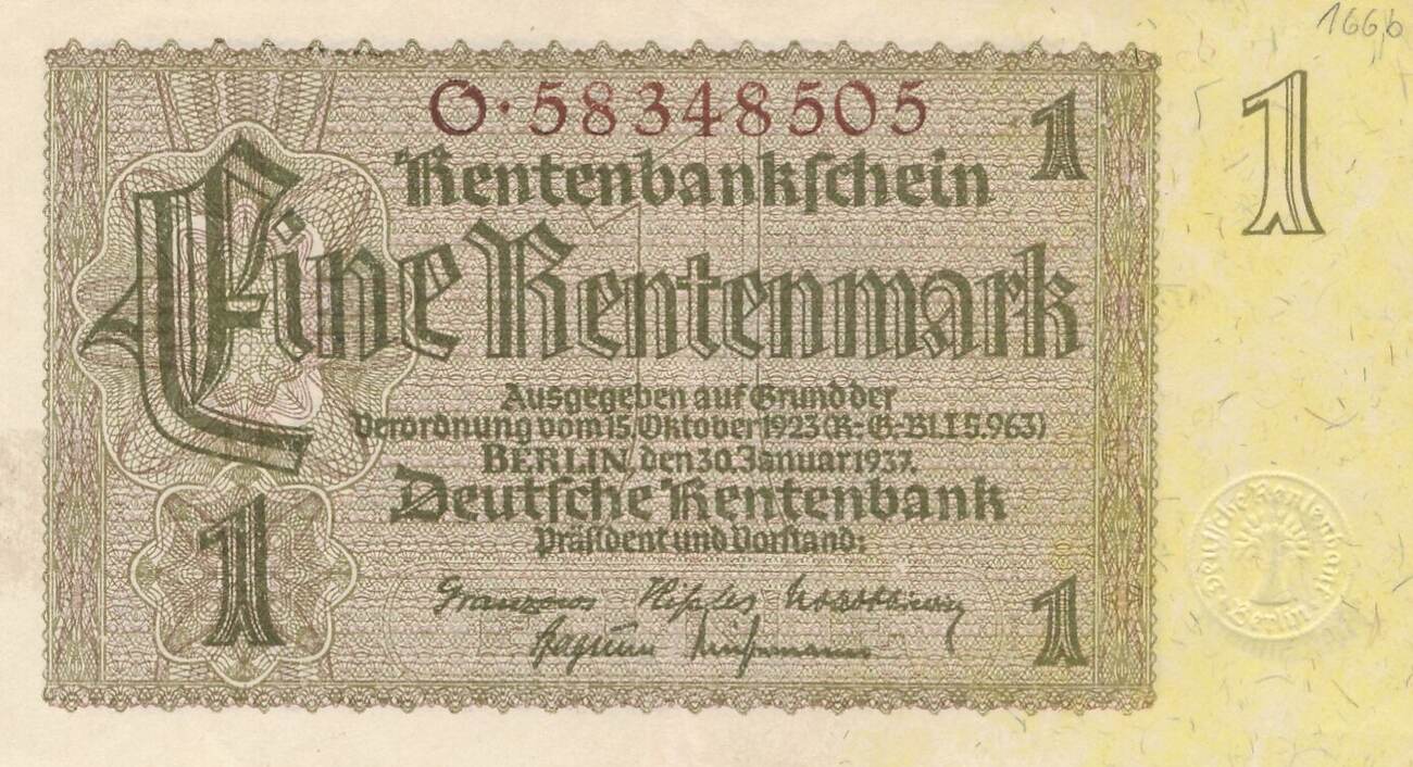 Deutsches Reich Deutschland Weimarer Republik 1 Rentenmark ...
