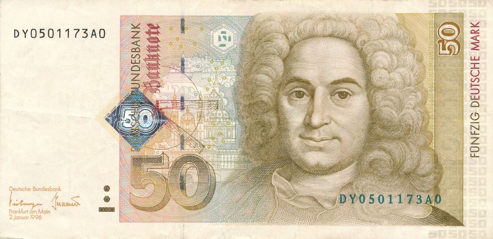 Deutschland BRD 50 Deutsche Mark DM 1996 Standardnote, Serein DY/A VF ...