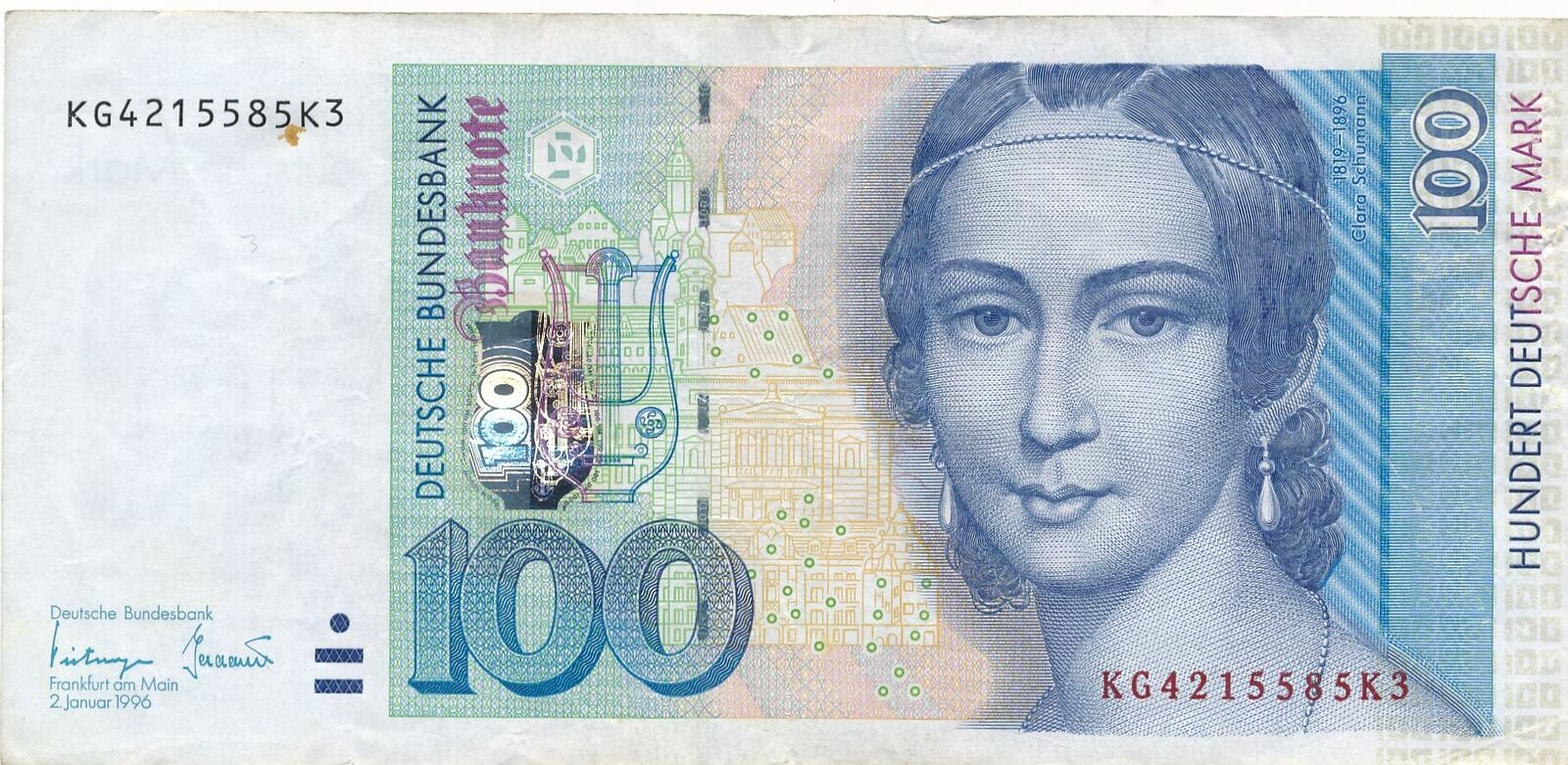 Deutschland BRD 100 Deutsche Mark DM 1996 Standardnote, Serein KG/K VF ...