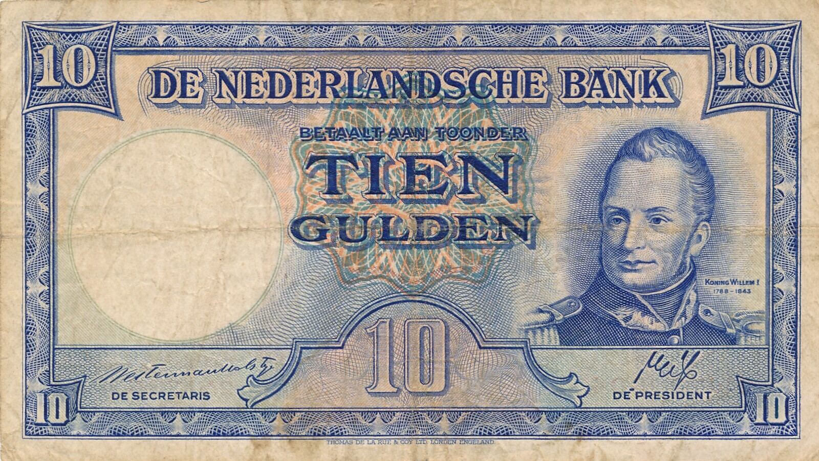 Niederlande 10 Gulden 1945 Banknote VF | MA-Shops