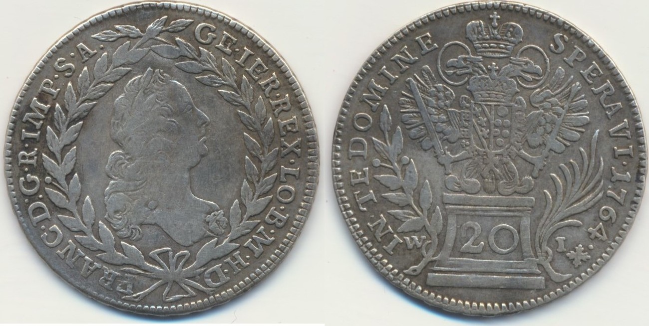 RDR 20 Kreuzer Habsburg Franz 1764 Wien ( W - I ) VF | MA-Shops