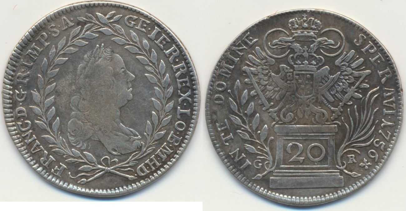 RDR 20 Kreuzer 1756 Habsburg Franz I. Prägung Siebenbürgen ( G - R ) VF | MA-Shops