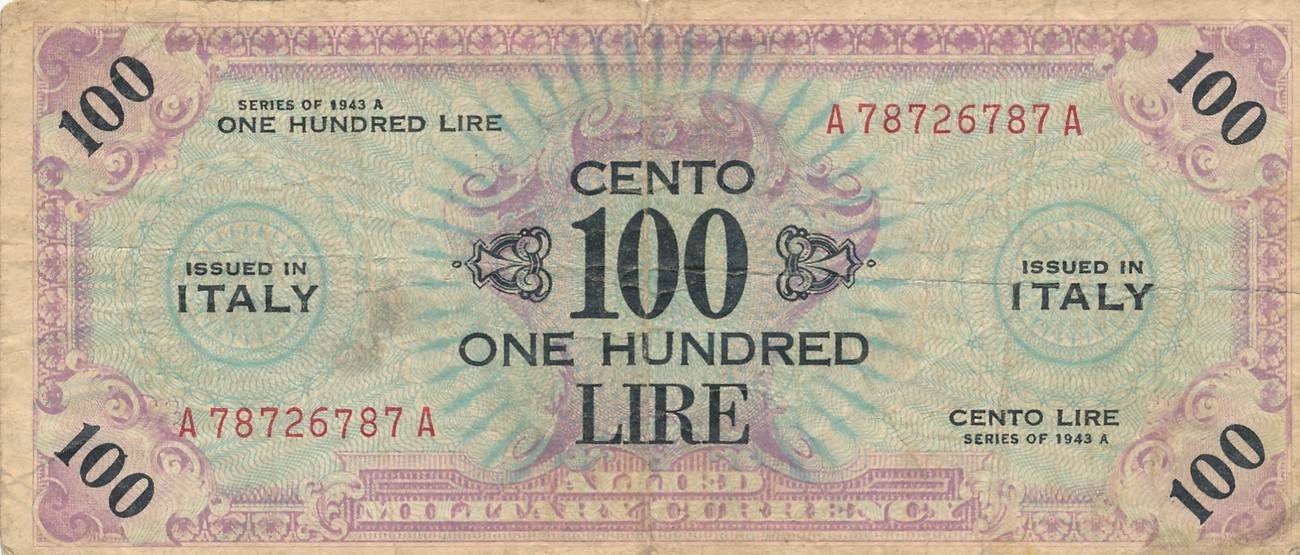 Italien 100 Lire 1943 Allierten Militär F | MA-Shops