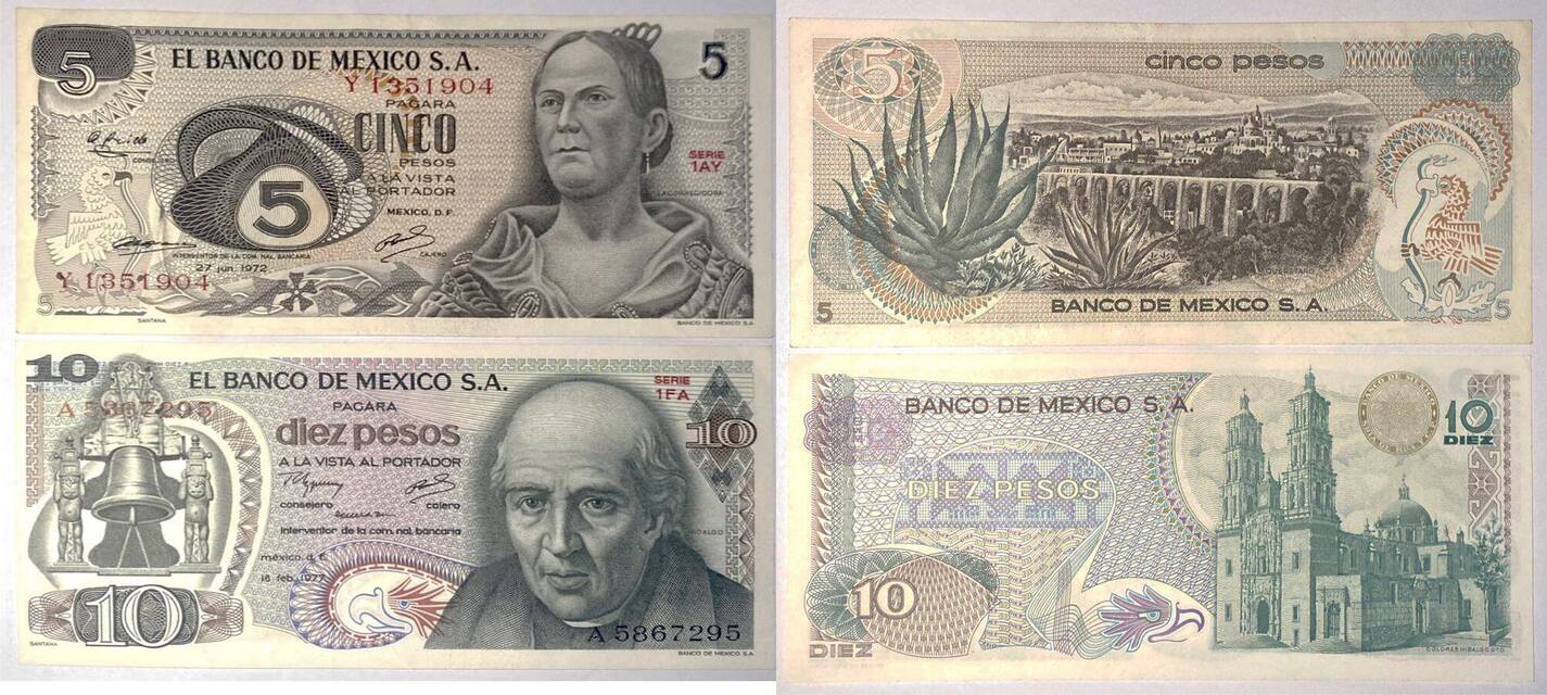 Mexico 5,10 Pesos 1972,1977 AU-55,I | MA-Shops
