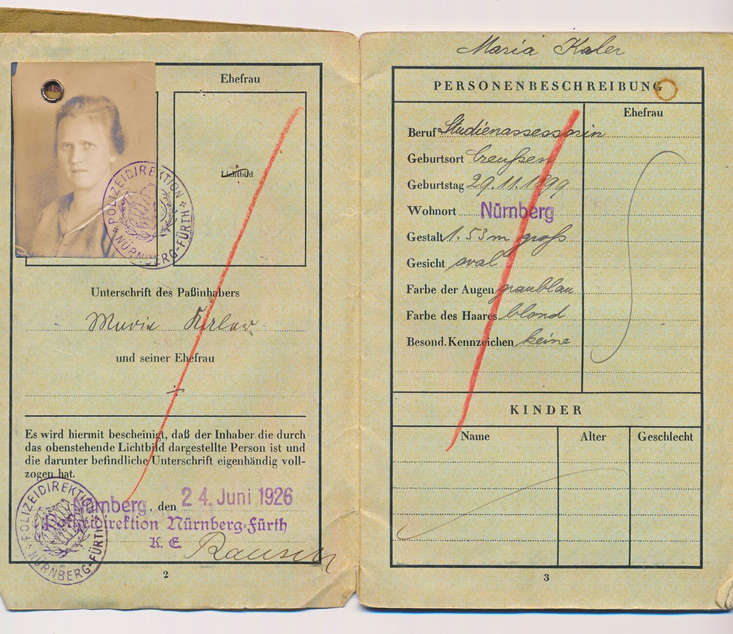 Deutschland Drittes Reich, Deutsches Reich Dokument 1926 Reisepass ...