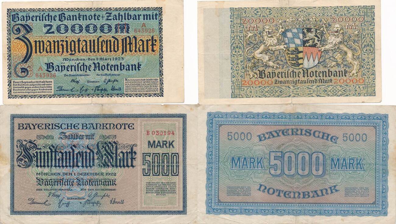 Deutsches Reich Deutschland Weimarer Republik 5 und 20 tausend Mark ...